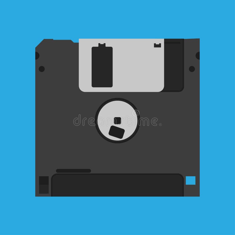Floppy Disk Diskette Vintage Black Backup Device Obsolete Vector Icon ...