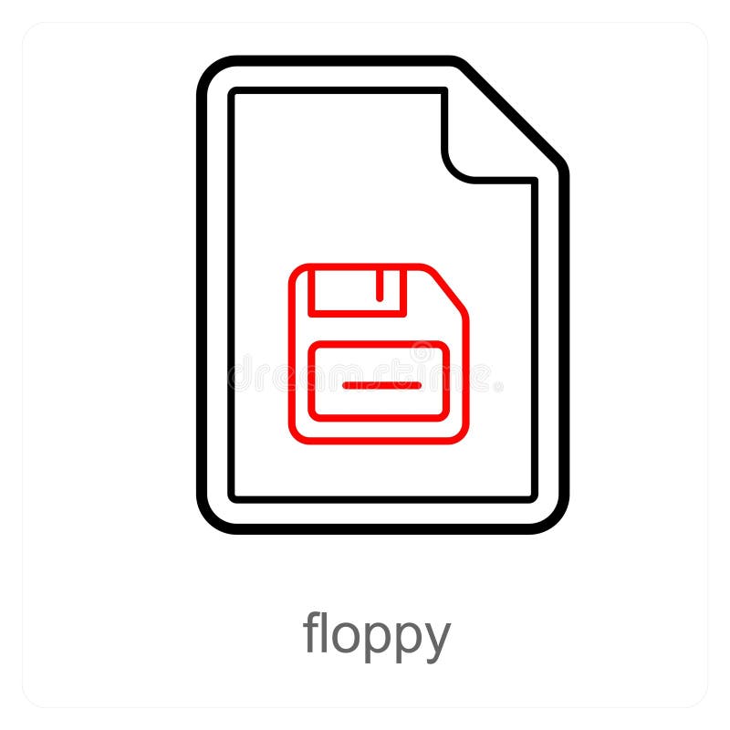 Floppy and Disk Icon Concept Stock Illustration - Illustration of line ...