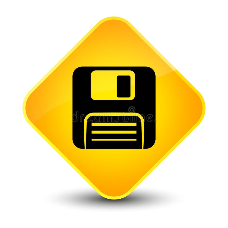 Floppy Disk Icon Elegant Yellow Diamond Button Stock Illustration ...
