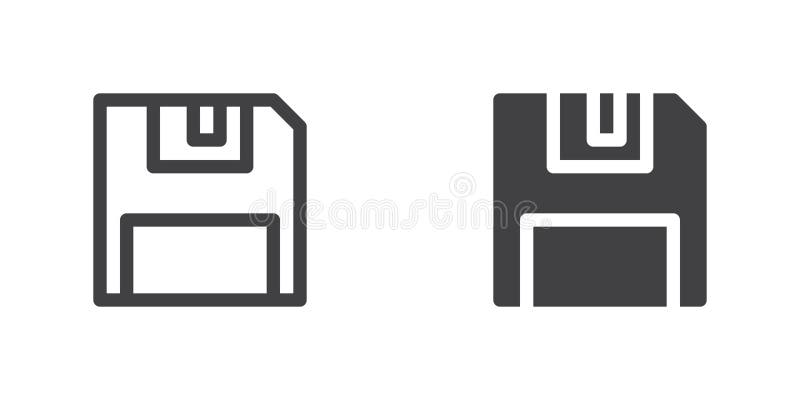 Floppy Disk Icon, Line and Glyph Version Stock Vector - Illustration of ...