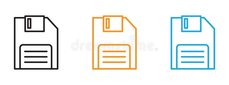 Floppy Disk Icon Thin Line Illustration Set Stock Vector - Illustration ...
