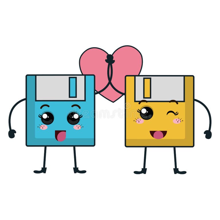 Floppy Disk Kawaii Character Stock Illustration - Illustration of ...