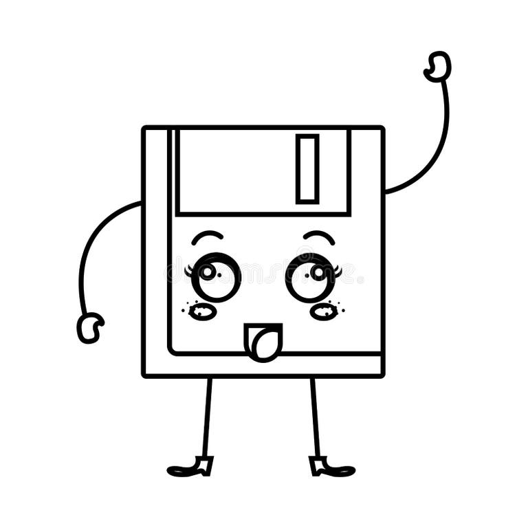 Floppy Disk Kawaii Character Stock Illustration - Illustration of ...