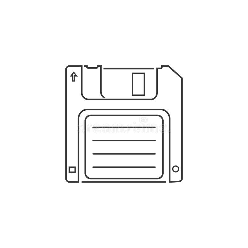 Floppy Disk Line Icon in Flat Style. Vector Stock Vector - Illustration ...