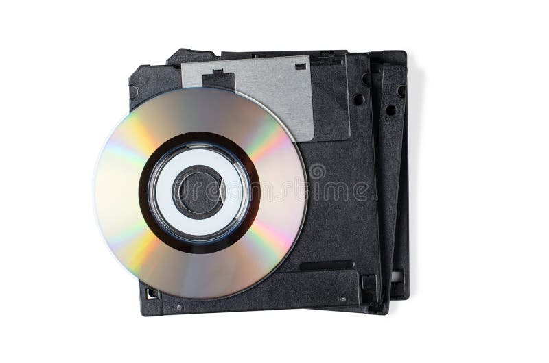 A Floppy Disk and a Mini CD. Old-fashioned Data Keepers. Isolated on ...