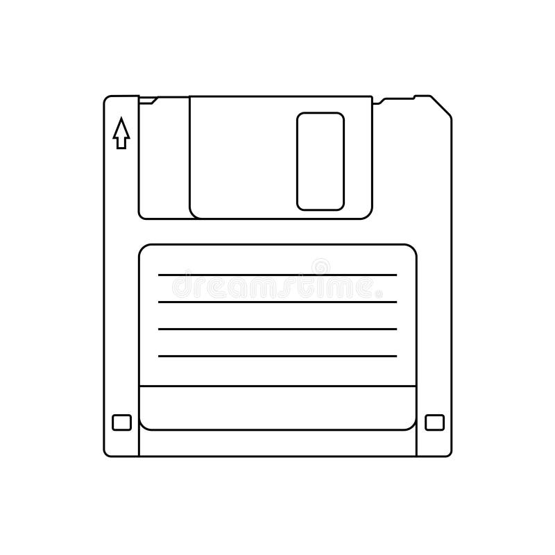 Floppy Disk Outline Icon Illustration on White Background Stock Vector ...