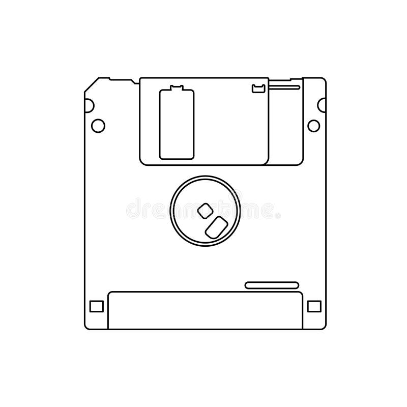 Floppy Disk Outline Icon Illustration on White Background Stock Vector ...