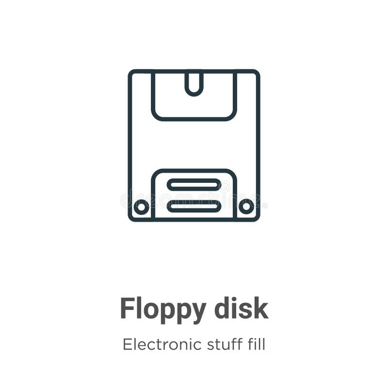 Outline Floppy Disk Vector Icon. Isolated Black Simple Line Element ...