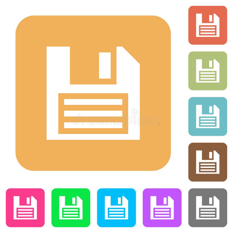 Floppy Disk Rounded Square Flat Icons Stock Vector - Illustration of ...