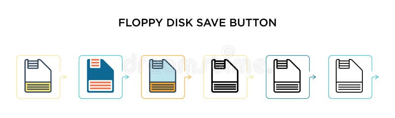 Floppy Disk Save Button Vector Icon in 6 Different Modern Styles. Black ...