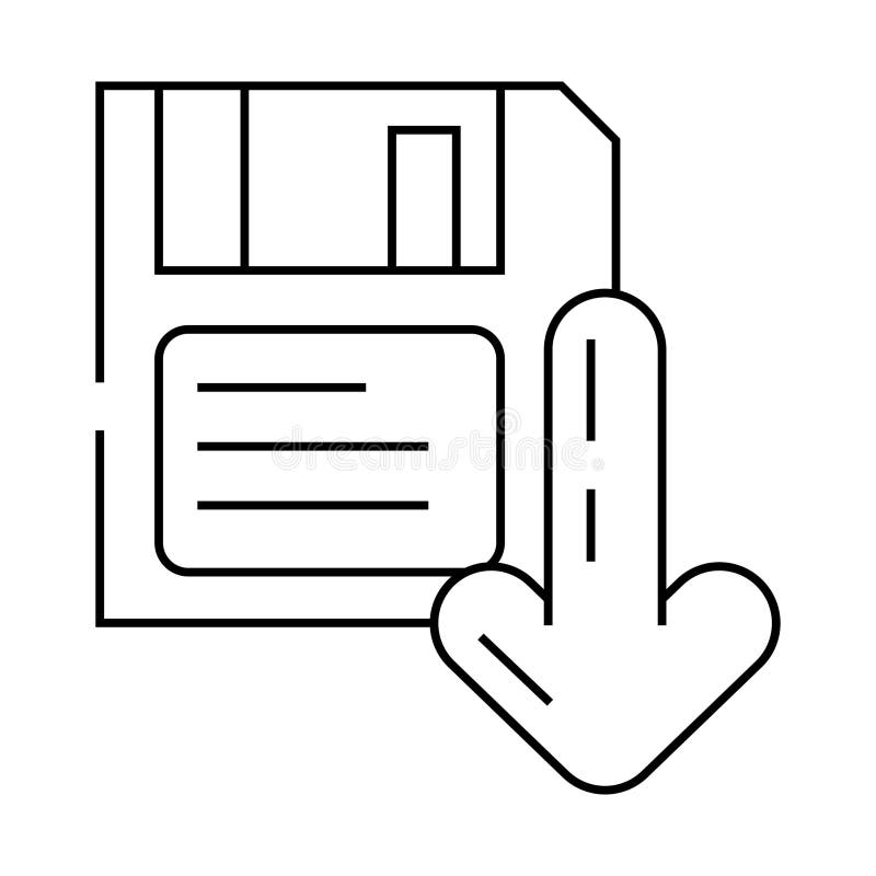 Floppy Disk Saving Loading Data Line Icon Vector Illustration Stock Illustration - Illustration ...