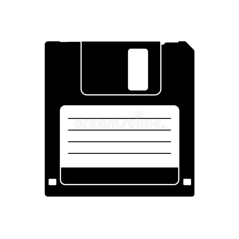 Floppy Disk Silhouette. Black and White Icon Design Elements on ...