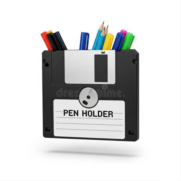 A Floppy Disk-themed Pen Holder Stock Photo - Illustration of hand ...