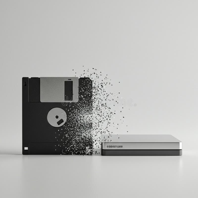 Floppy Disk To Solid State: Data Storage Evolution in Photorealistic Detail Stock Illustration ...