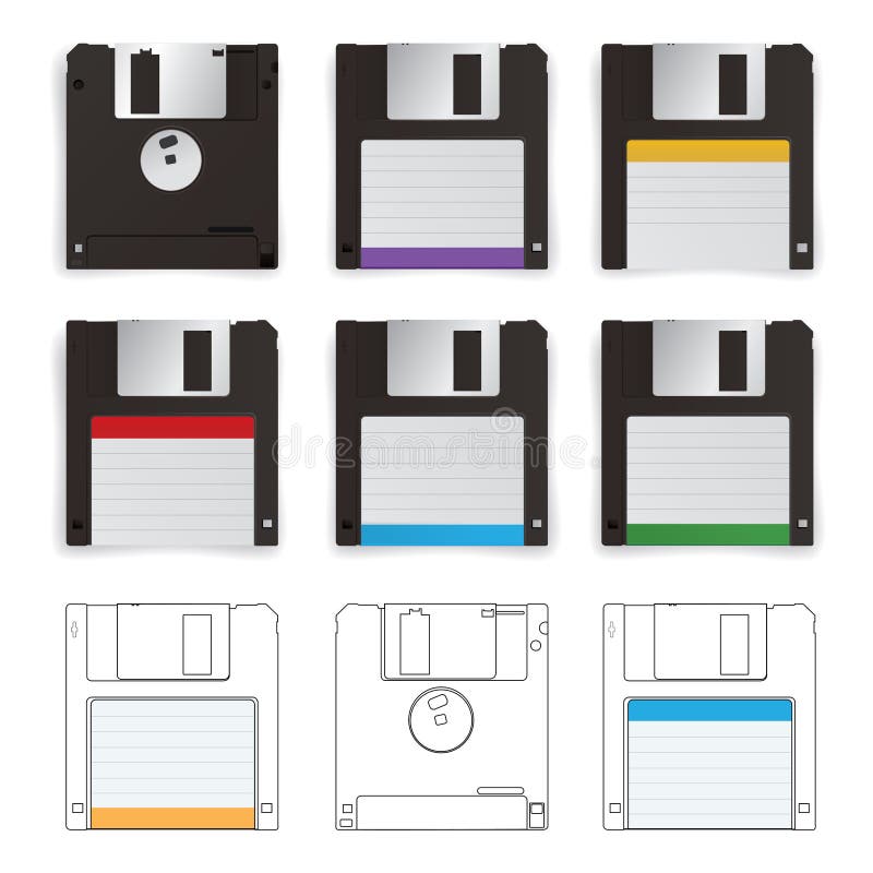 Floppy Disk Set Vector Illustration 10 Stock Vector - Illustration of ...