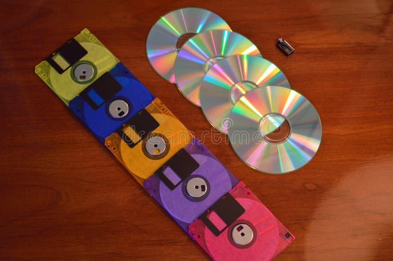 Floppy Disks, CDs, and a Flash Drive Stock Photo - Image of modern ...