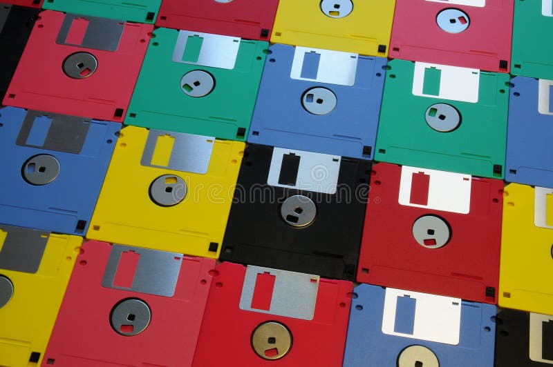3.5 Floppy Disks of Various Colors Stock Photo - Image of field ...