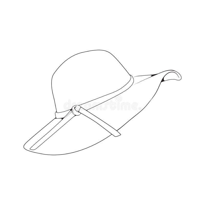 Floppy Hat Outline Drawing Vector,floppy Hat in a Sketch Style, Floppy ...