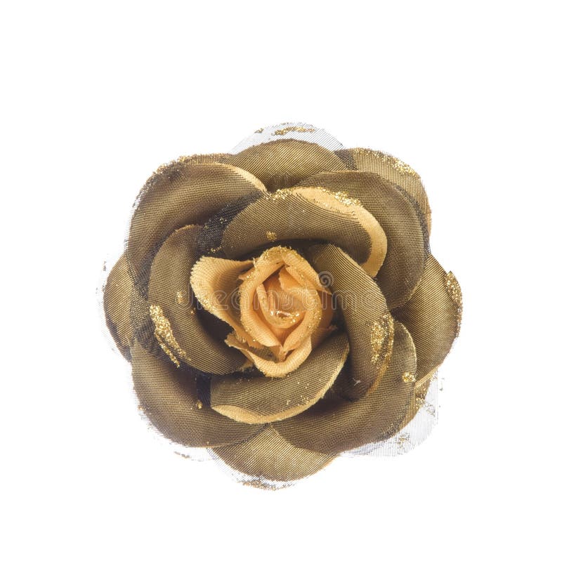 Flor Artificial Del Oro Aislada En Blanco Imagen de archivo - Imagen de ...