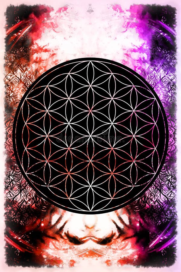 Flor Da Vida No Fundo Abstrato Da Cor Imagem de Stock - Imagem de cura ...