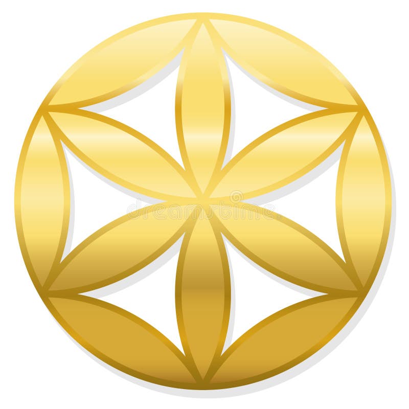 Flor De Oro De La Vida En Fondo Negro Stock de ilustración ...