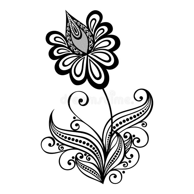 Flor Negra Abstracta Hermosa Del Vector Ilustración del Vector ...