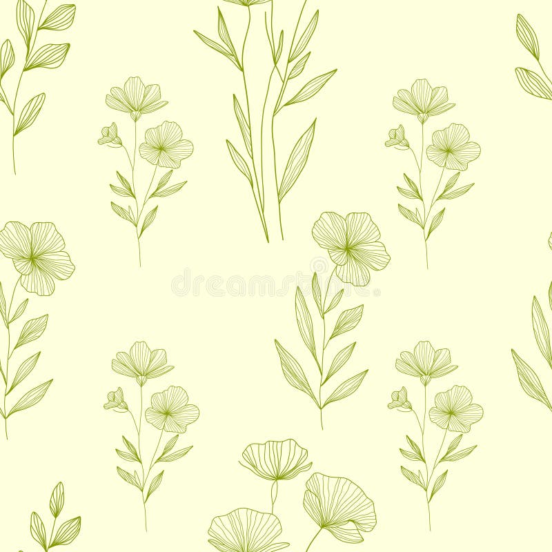 Hand Drawn Flowers Pattern. Vector Floral Seamless Pattern Stock Vector ...