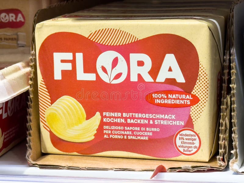 Flora Butter Packaging with Natural Ingredients Label Editorial Stock ...
