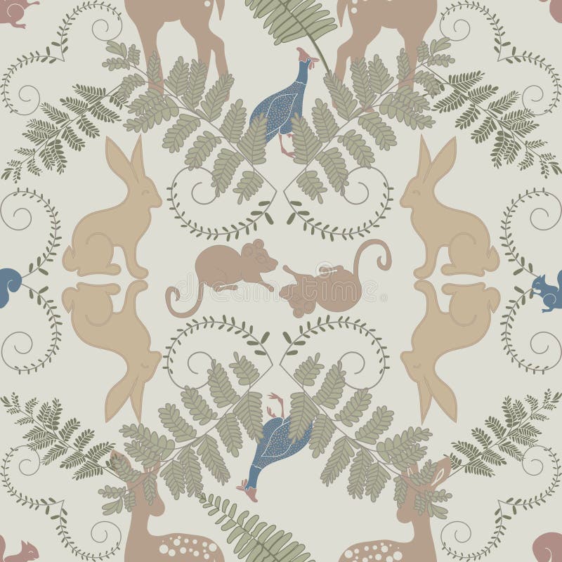 The Flora and Fauna in Forests Seamless Pattern ,prints Background ...