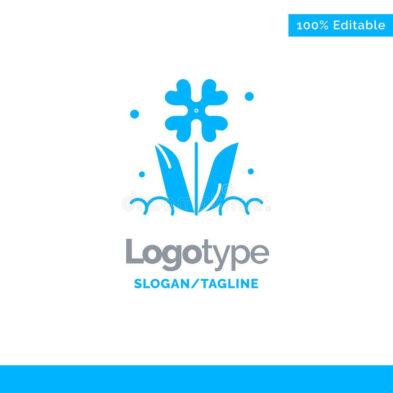 Flora, Floral, Flower, Nature, Rose Blue Solid Logo Template. Place for ...