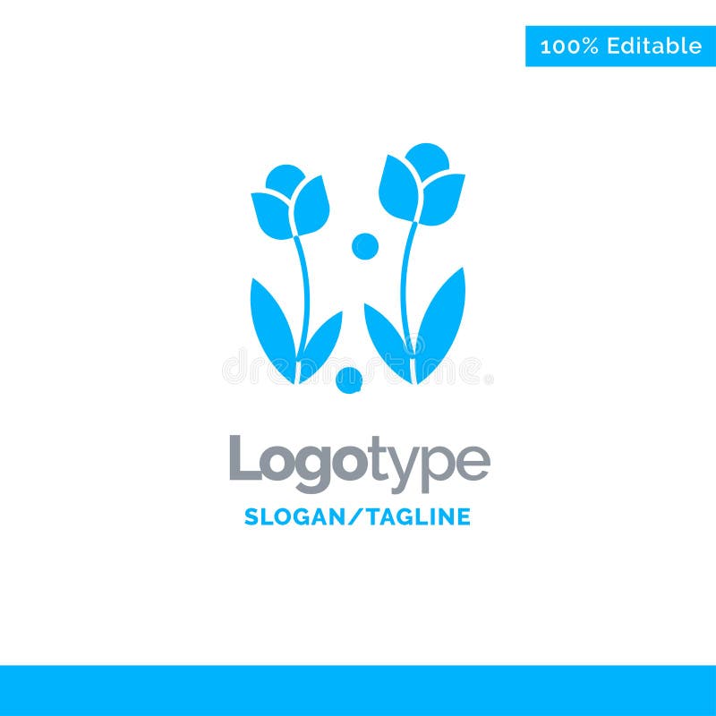 Flora, Flower, Nature, Rose, Spring Blue Solid Logo Template. Place for ...