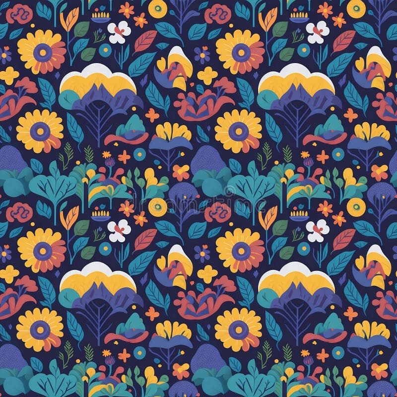 Flora pattern trees stock illustration. Illustration of rainbows ...