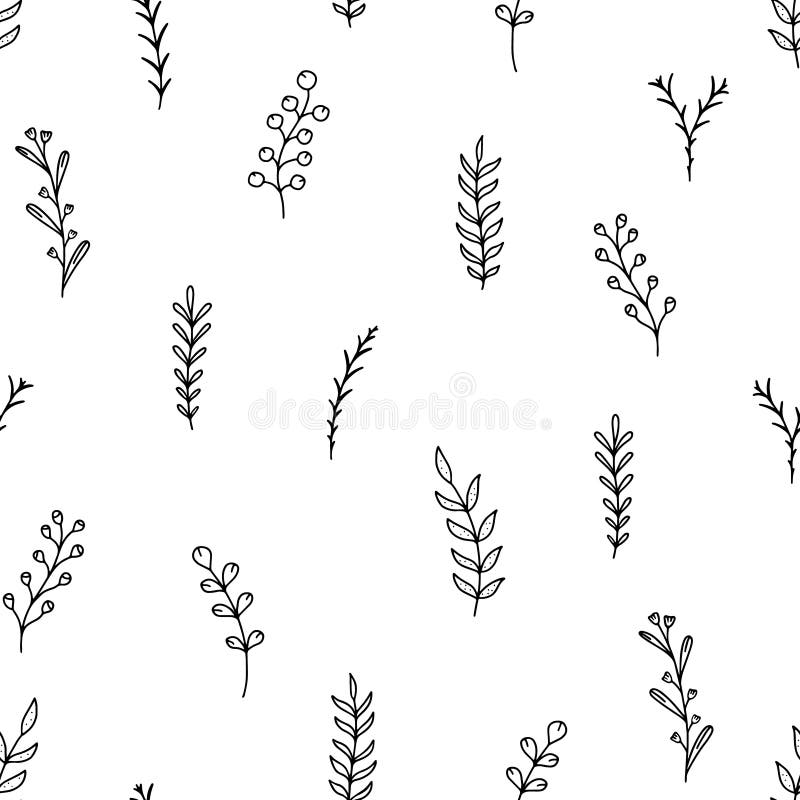 Flora Seamless Pattern Doodle Style Stock Vector - Illustration of ...