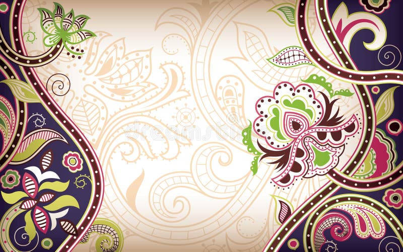 Indian Floral Background stock illustration. Illustration of design ...