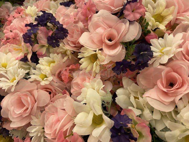 Floral Abstract Background Pink Off White Flowers Grouped Stock Photo ...