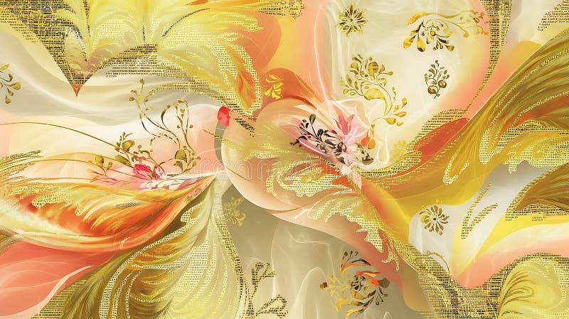 Floral Abstract Background with Soft Yellow Tones Stock Illustration ...