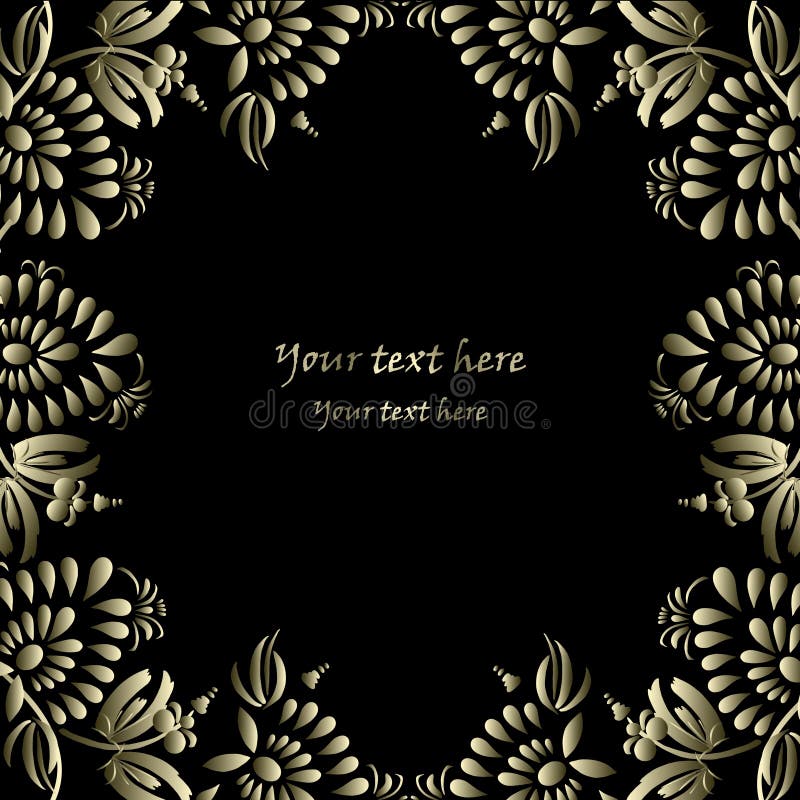 Floral Abstract Frame with Silver Flowers Stock Vector - Illustration ...