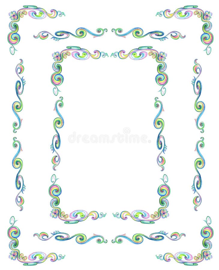 Floral Abstract Garden Frames and Corner Borders for Design Elements ...