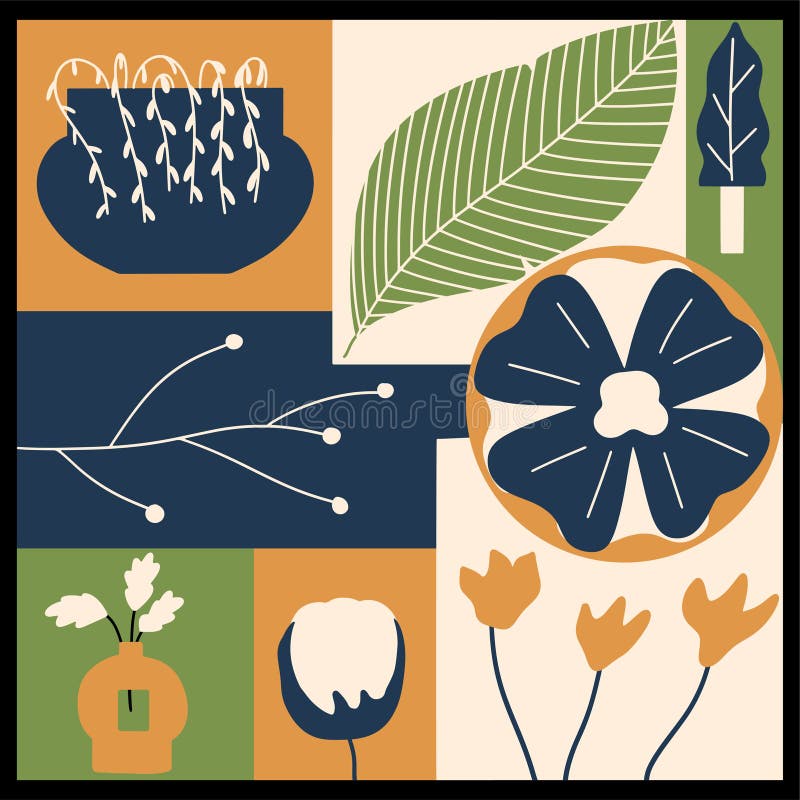 Floral Abstract Postcard, Background. Botanical Composition in the ...