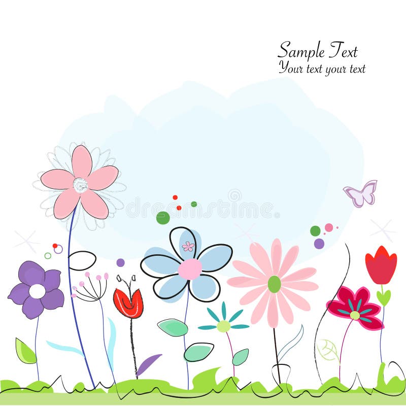 Floral Abstract Spring Flowers Greeting Card Stock Vector ...