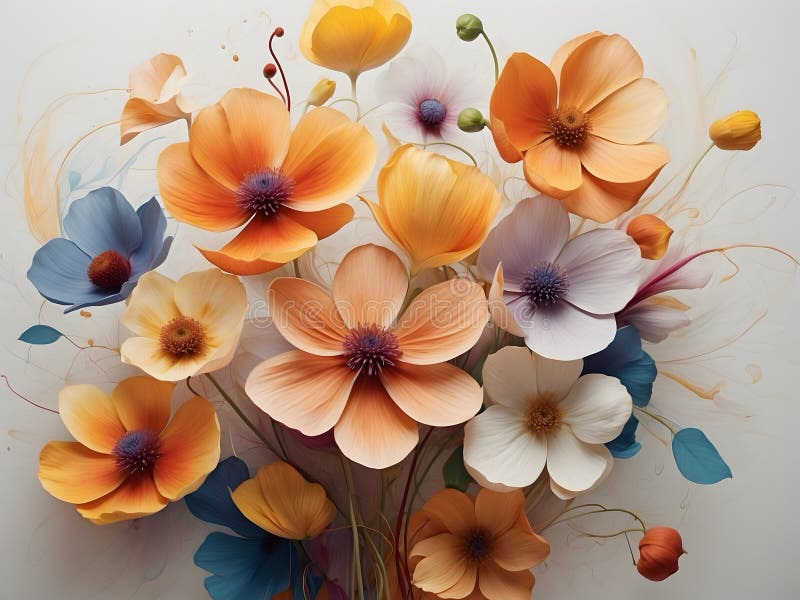 A Floral Abstract with White Background Stock Illustration ...