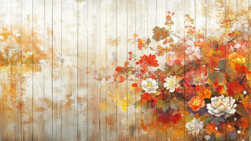 Floral Abundance on Vintage Wooden Backdrop Stock Photo - Image of wood ...