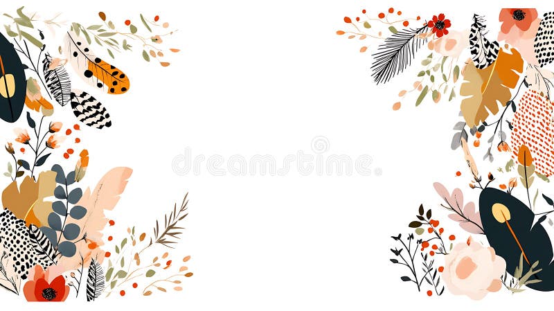 Floral Accents in Boho Style Create Vibrant, Artistic Banner Design ...