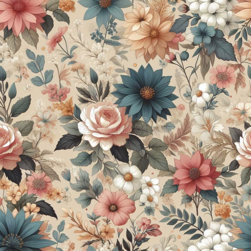 Floral Aesthetic Patterns Neutral Theme Stock Illustration ...