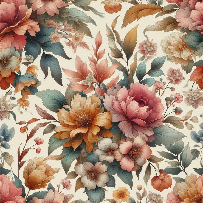 Floral Aesthetic Patterns Neutral Theme Stock Image - Image of flowers ...
