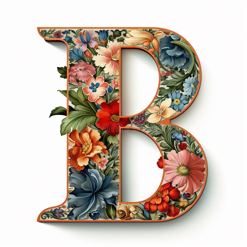 Floral alphabet B stock illustration. Illustration of cartoon - 278494582