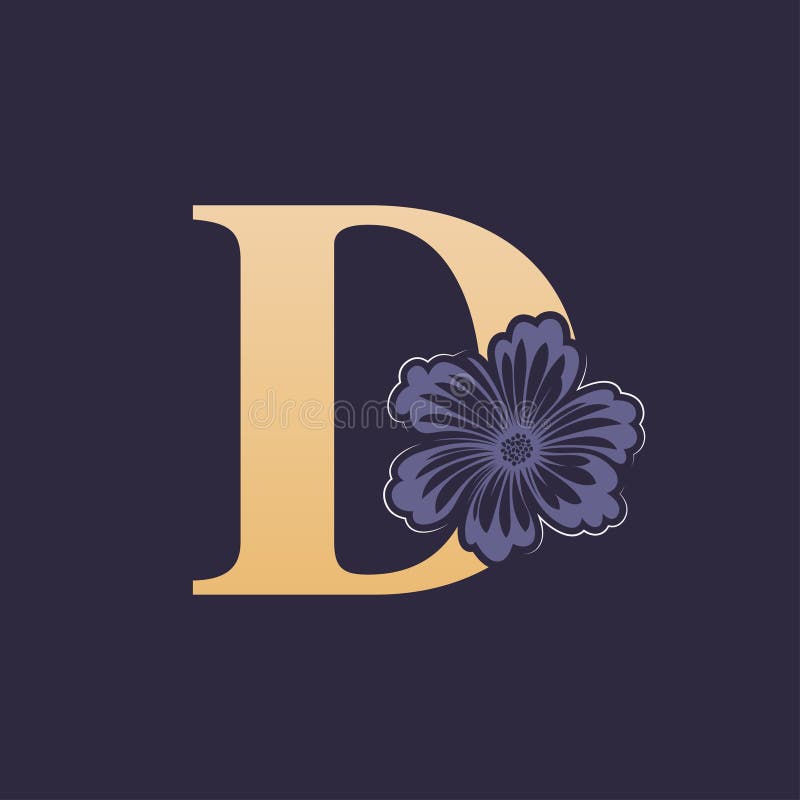 Floral Alphabet D Logo with Flower. Initial Letter D Logo Template ...