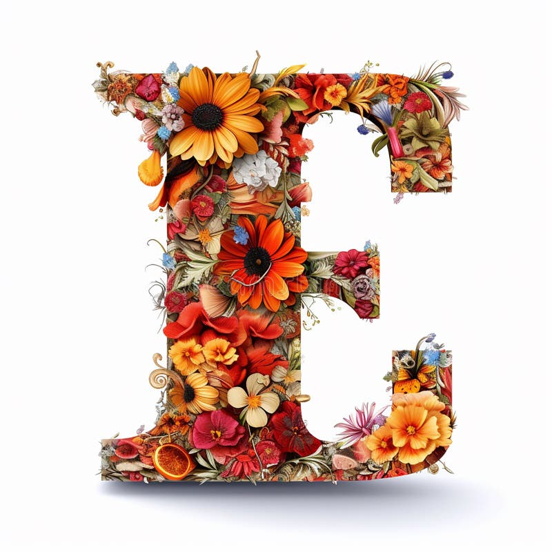 Floral alphabet E stock illustration. Illustration of ideas - 278494328