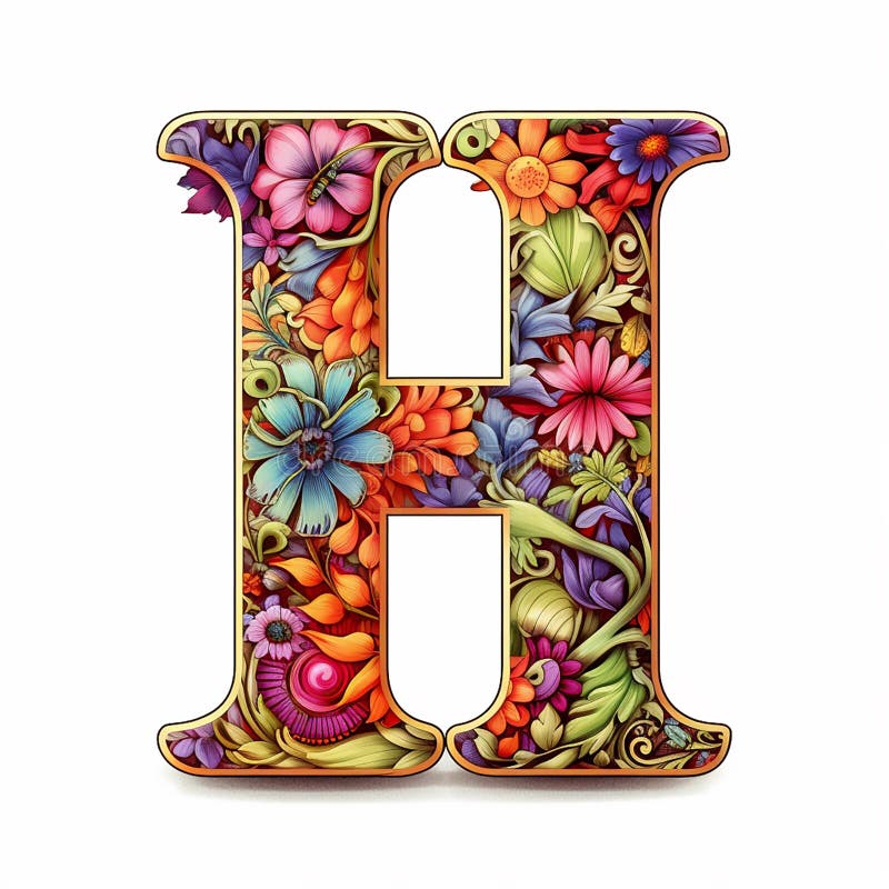 Floral alphabet R stock illustration. Illustration of alphabet - 278494251