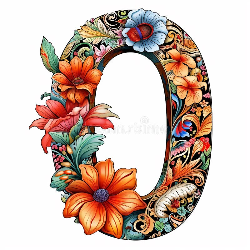 Floral alphabet O stock illustration. Illustration of font - 278494424